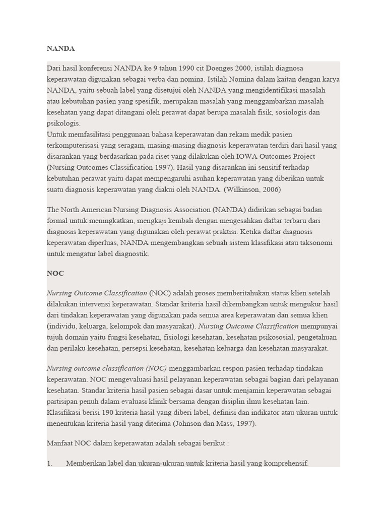 Asuhan Keperawatan NANDA NIC NOC | PDF