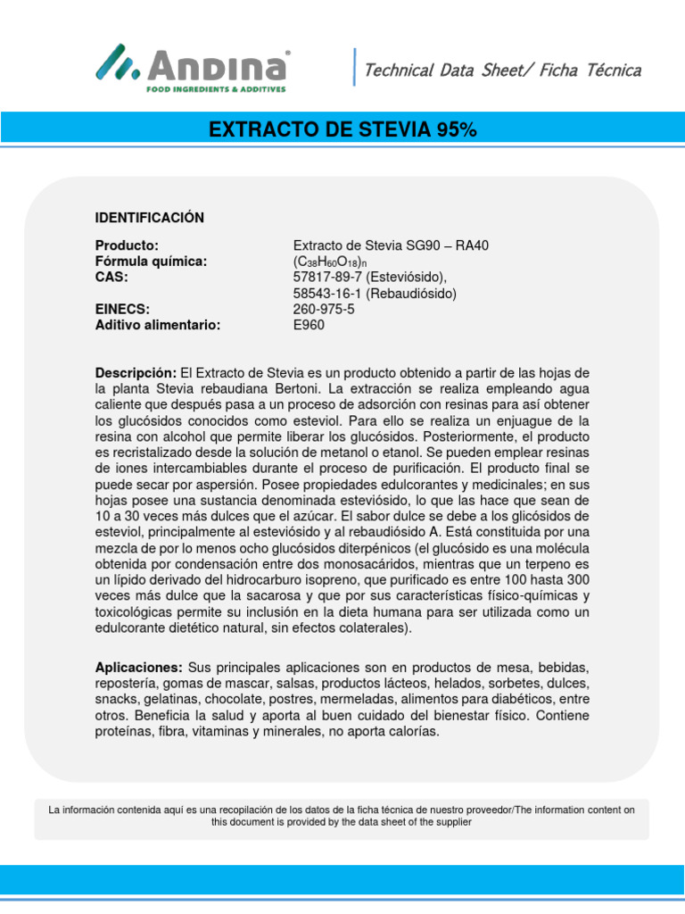 Ft. Extracto de Stevia | PDF