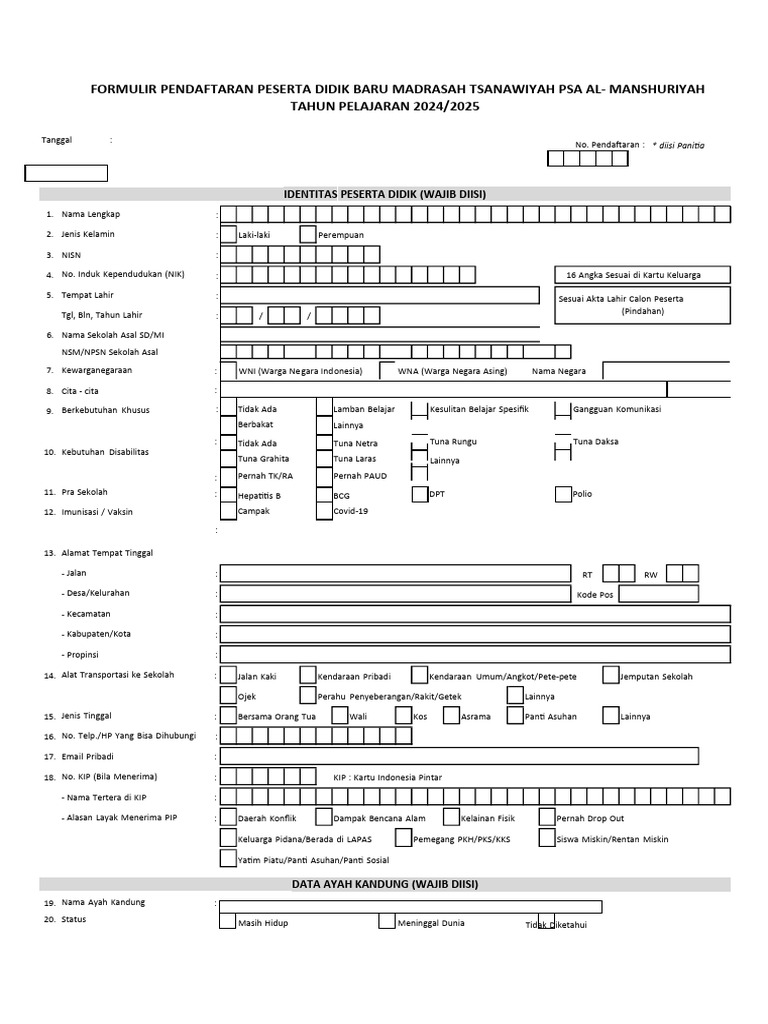 Formulir PPDB 2024 | PDF