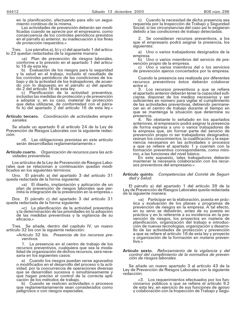 Ley 54 2003 | PDF | Derecho laboral | Gobierno