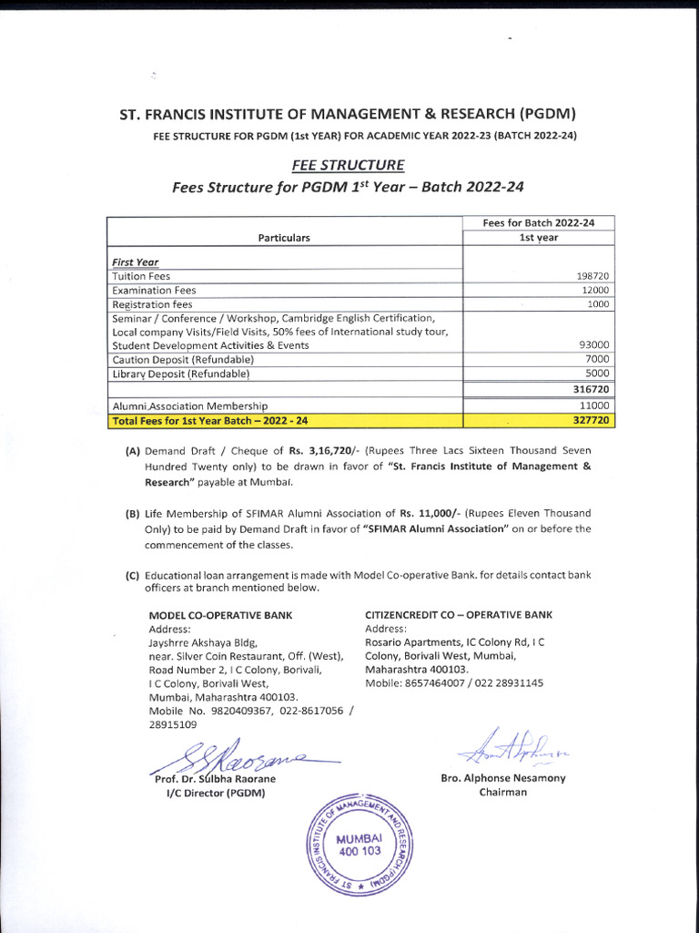 PGDM Fee Structure | PDF | Money | Financial Services