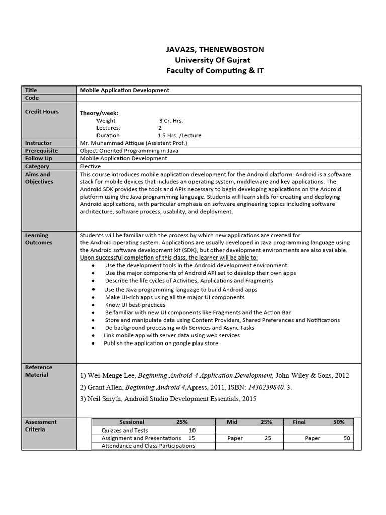Mobile App Development Course Overview | PDF | Systems Engineering ...
