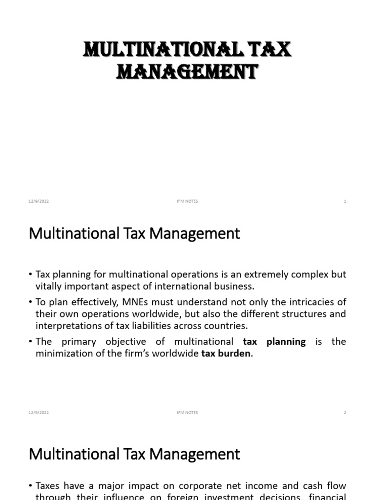 Multinational Tax Management | PDF | Taxes | Corporate Tax