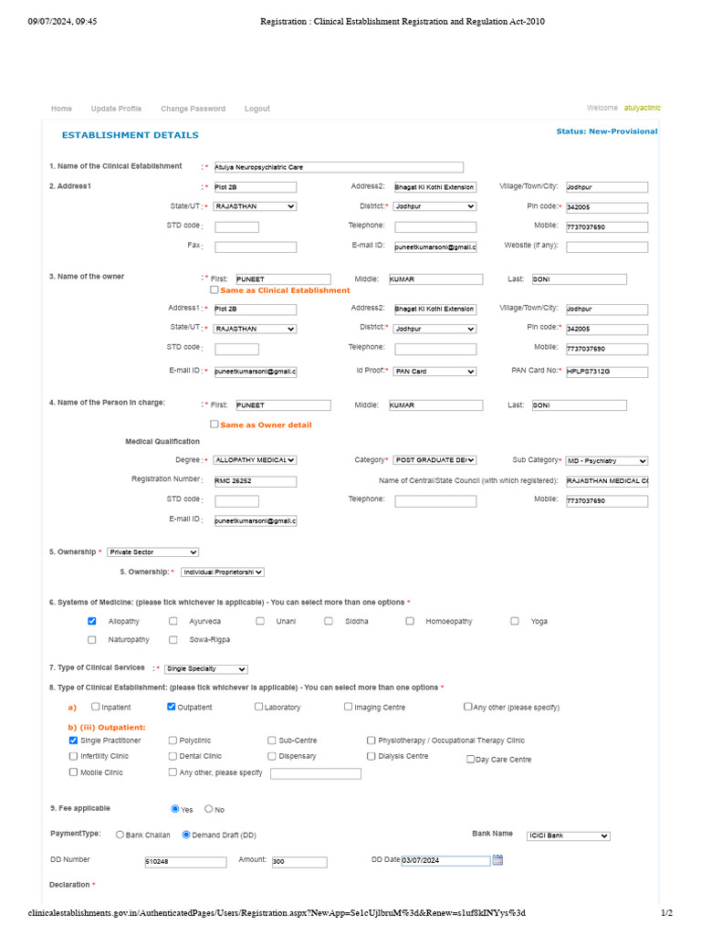 Registration - Clinical Establishment Registration and Regulation Act ...