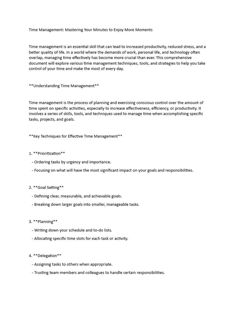 Time Management | PDF | Time Management | Professional Skills