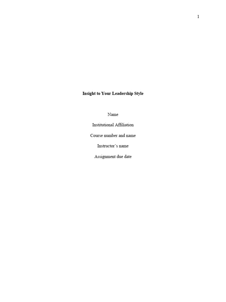 Insight To Your Leadership Style | PDF | Leadership | Servant Leadership