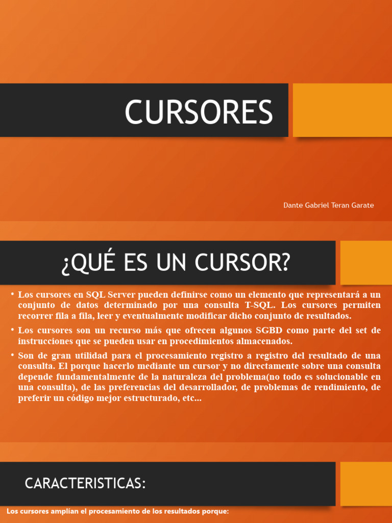 Cursores en SQL Server: Tipos y Uso | PDF | Ingeniería de software | Ciencias de la Computación