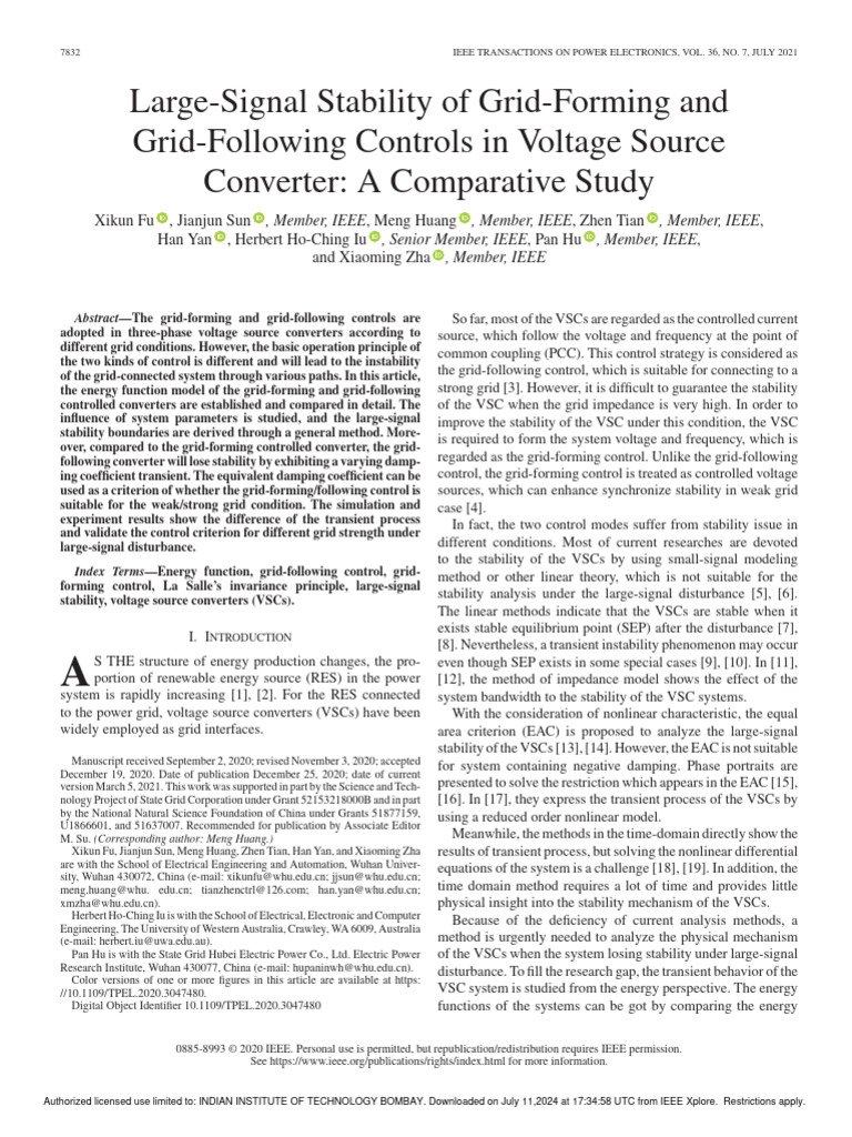 Large-Signal Stability of Grid-Forming and Grid-Following Controls in ...