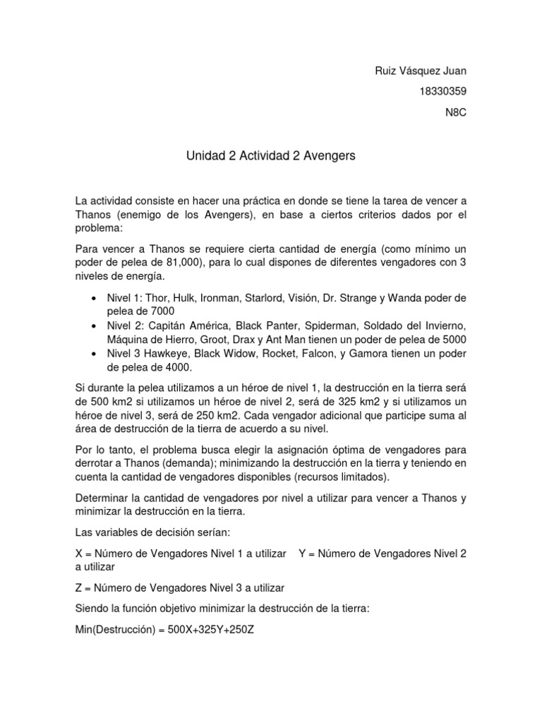Unidad 2 Actividad 2 Avengers | PDF | Personajes de Marvel Comics | Comics Marvel