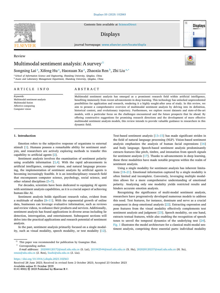 Multimodal sentiment analysis A survey | Download Free PDF | Artificial ...