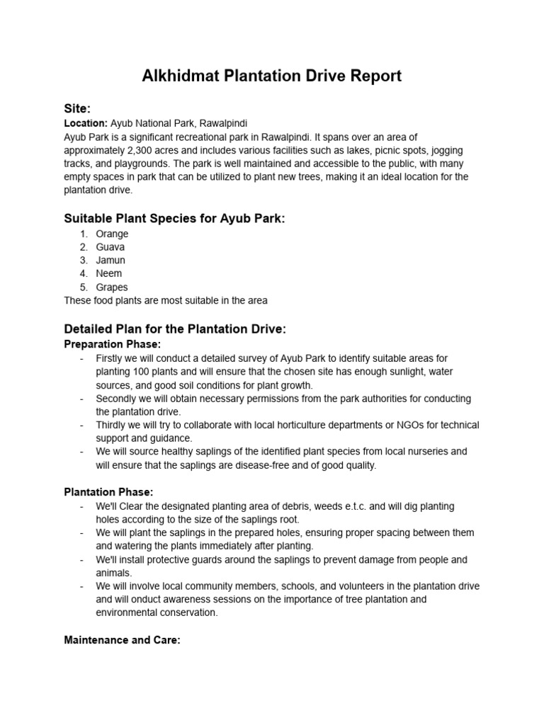 Alkhidmat Plantation Drive Report | PDF | Trees | Plants