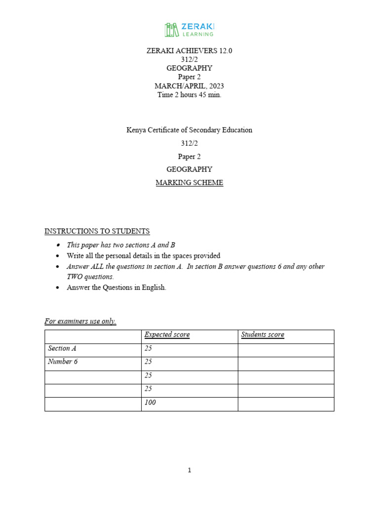Paper 2 - Marking Scheme | PDF | Dairy | Mining