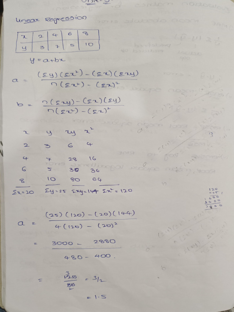 Linear Regression Calculations | PDF