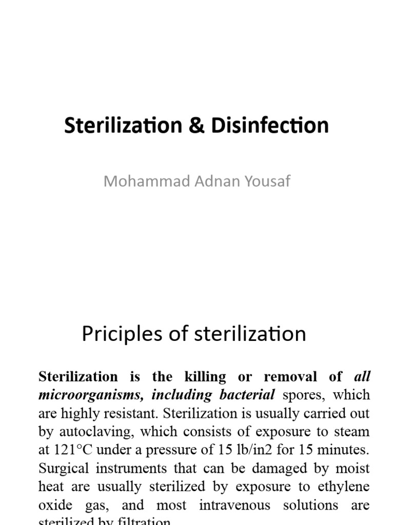 Sterilization 1 | PDF | Sterilization (Microbiology) | Disinfectant