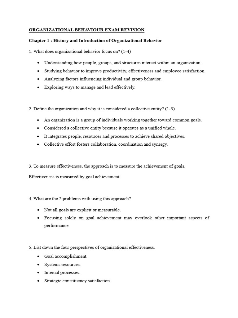 ORGANIZATIONAL BEHAVIOUR QUESTIONS | Download Free PDF | Leadership ...