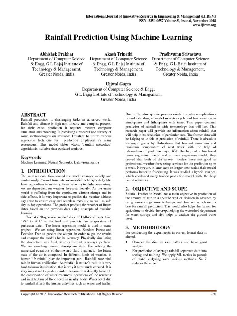 21 - Rainfall Prediction Using Machine Learning | PDF | Prediction ... 21 - Rainfall Prediction Using Machine Learning | PDF | Prediction ...