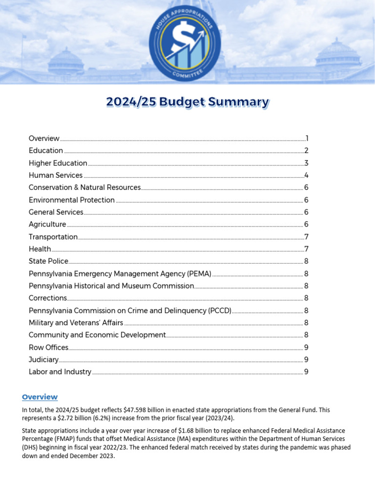 2024 - 25 Budget Summary | PDF | Health Care | Earned Income Tax Credit