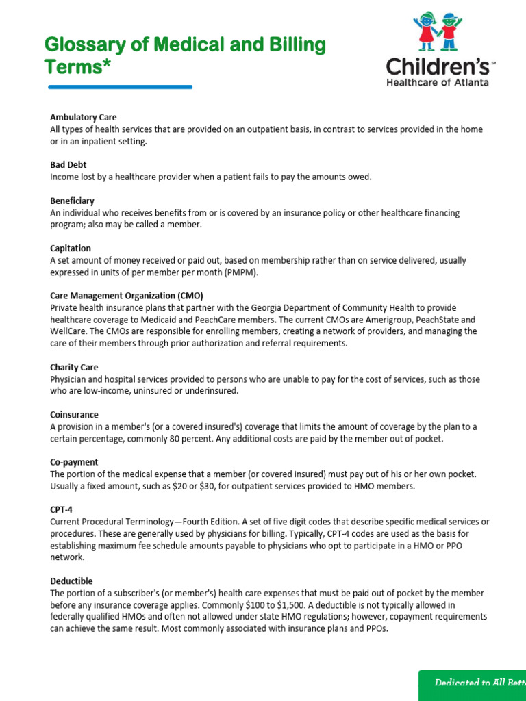 Glossary of Billing Terms | PDF | Medicaid | Health Maintenance ...