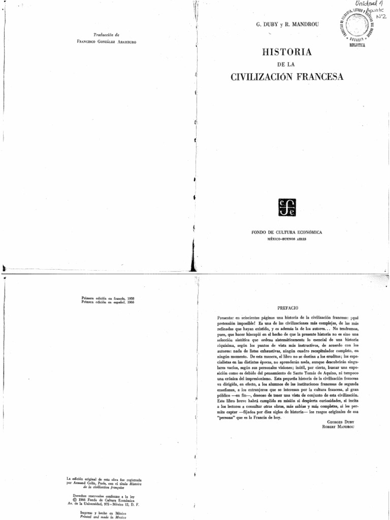 DUBY, G. - MANDROU, R. - Historia de La Civilización Francesa - Caps. I ...