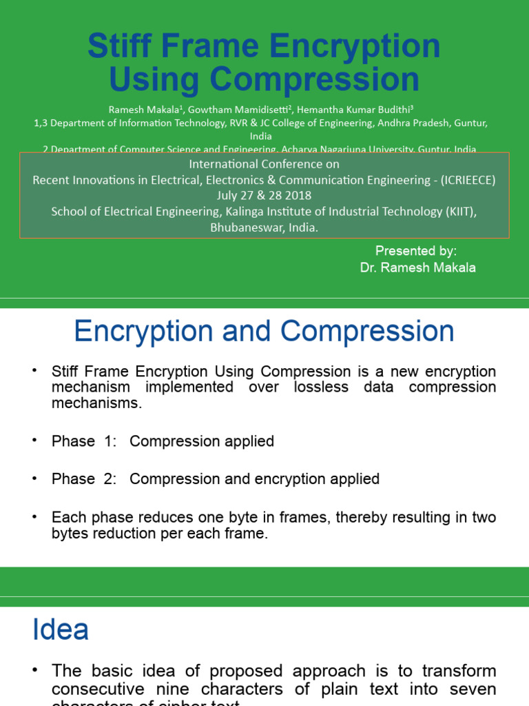 Stiff Frame Encryption Using Compression | PDF | Data Compression | Encryption