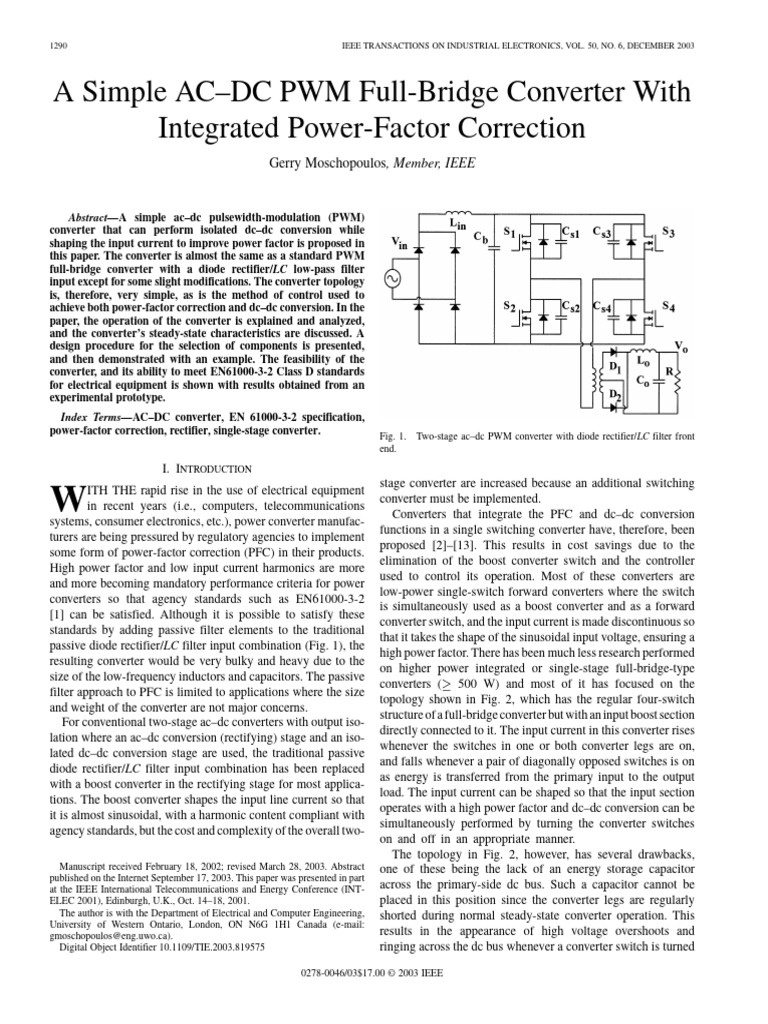 Moschopoulos 2003 | PDF | Power Electronics | Rectifier