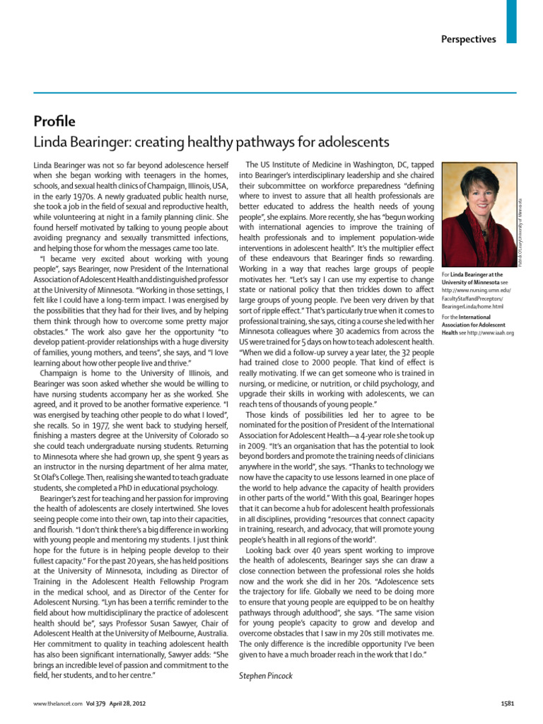 Linda Bearinger Creating Healthy Pathways For Ado | PDF | Adolescence ...
