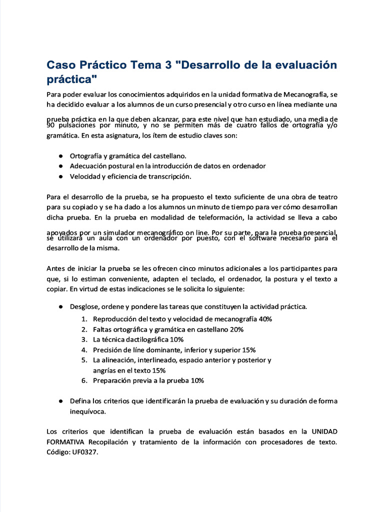 Caso Practico Tema 3 Desarrollo de La Evaluacion Practica | PDF | Ciencias de la Computación ...