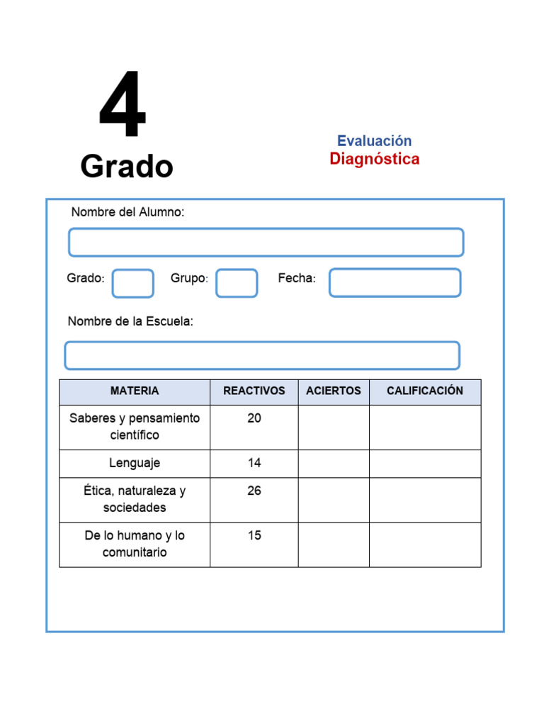 Evaluacion-Diagnostica 4 Grado | PDF | Masa | Temperatura