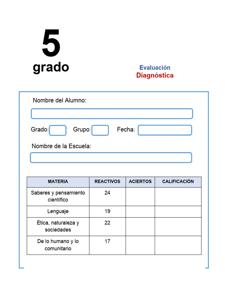 Evaluacion-Diagnostica 5 Grado | PDF | Flores | Ejecutivo (gobierno)