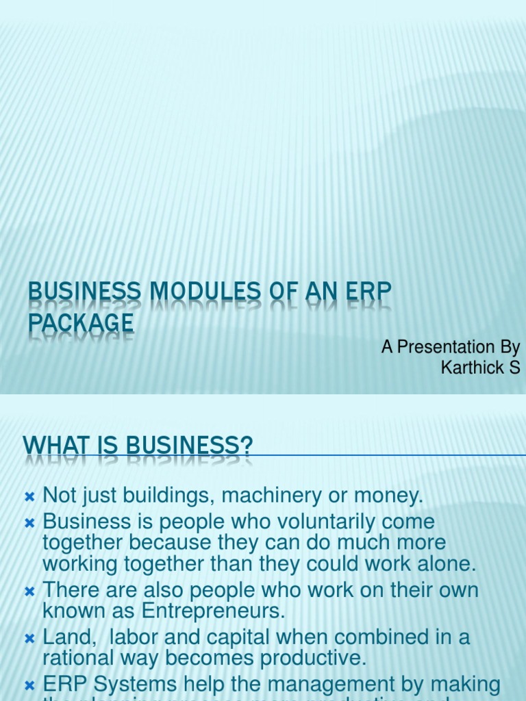 Business Modules of An ERP Package Kar | PDF | Enterprise Resource ...