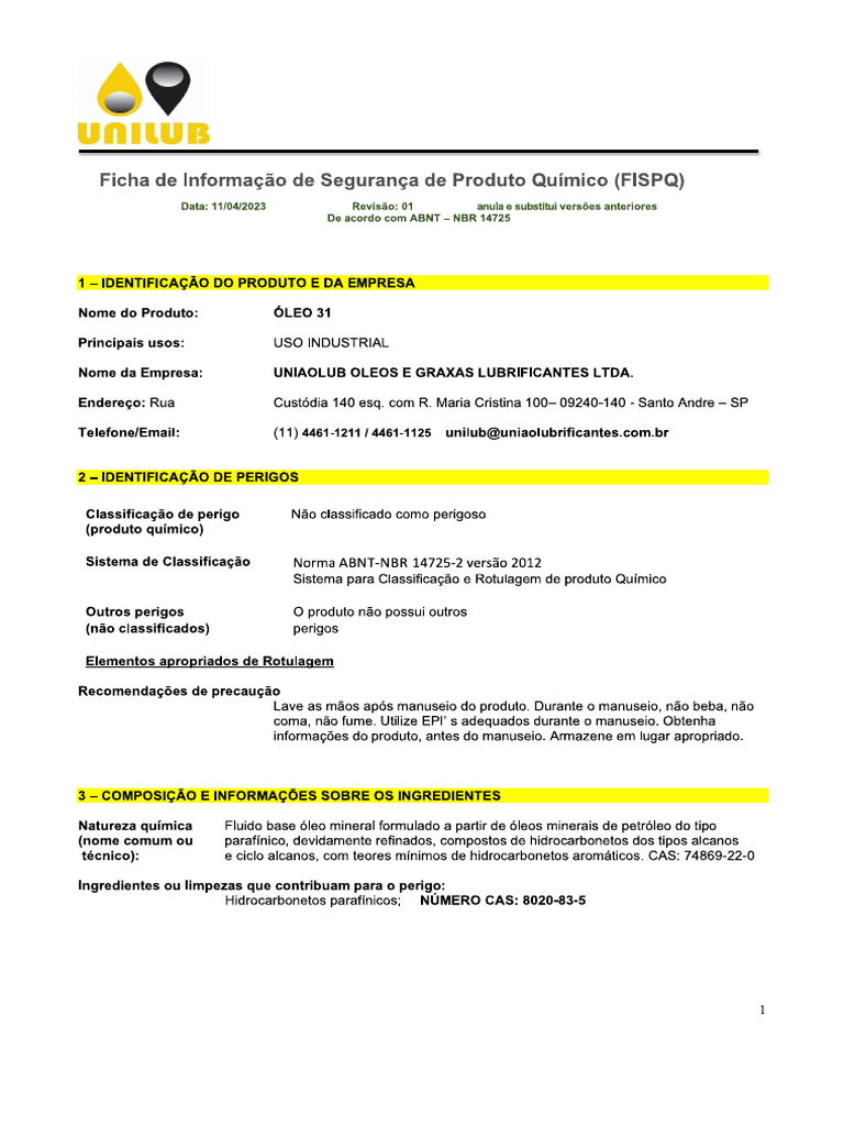 Fispq Óleo 31 - Unilub | PDF