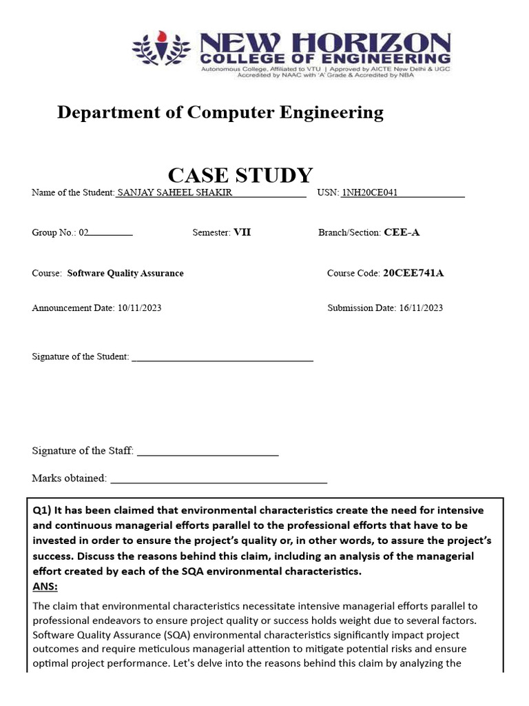 SQA case study SANJAY | PDF | Quality Assurance | Project Management