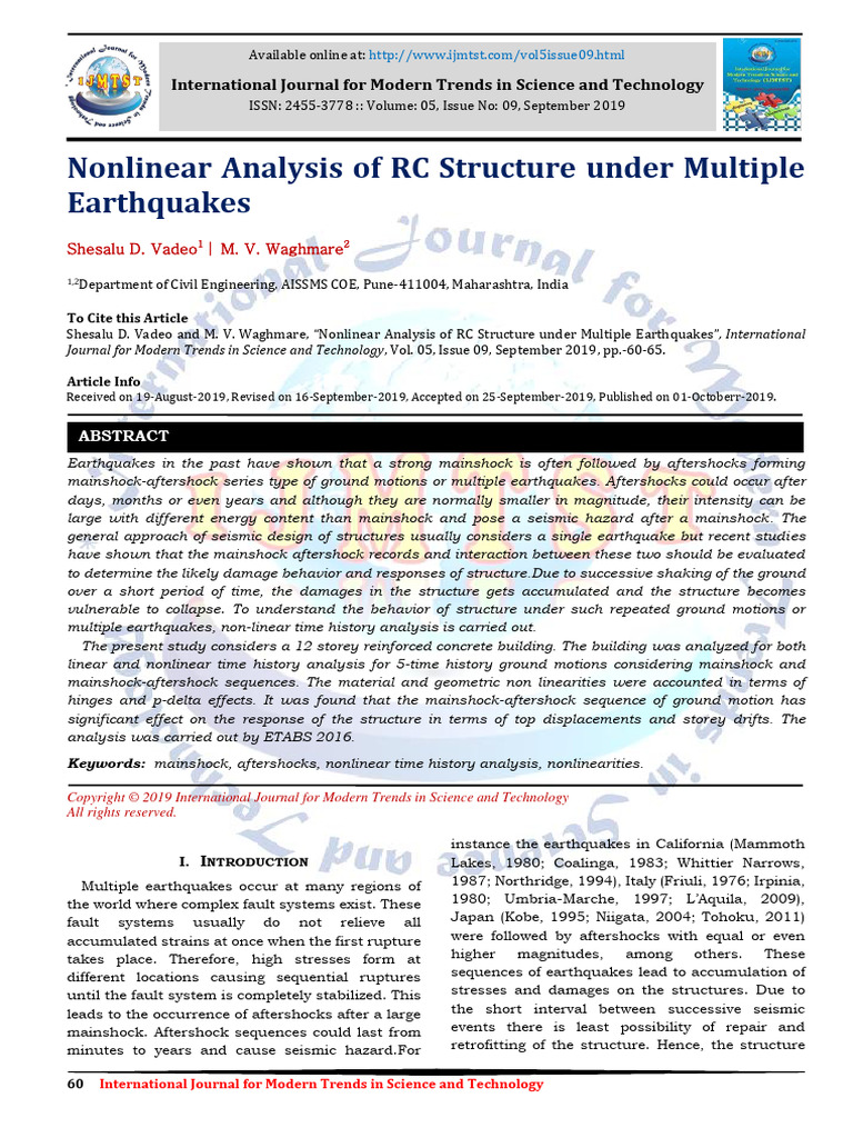 Nonlinear Analysis of RC Structure Under | PDF | Earthquakes | Seismology Nonlinear Analysis of RC Structure Under | PDF | Earthquakes | Seismology