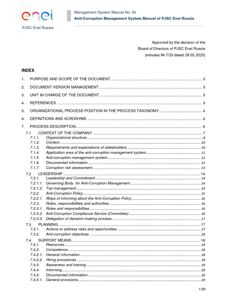 Anti-Corruption Management System Manual (2020) | PDF | Risk | Bribery