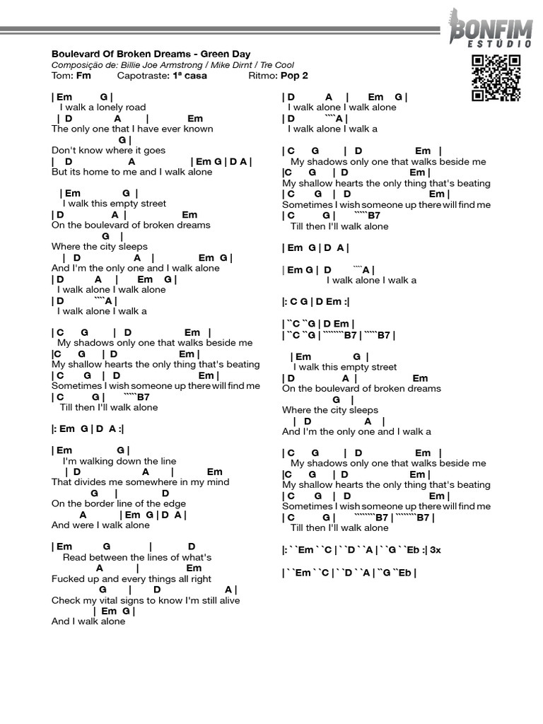 Boulevard of Broken Dreams Lyrics | PDF