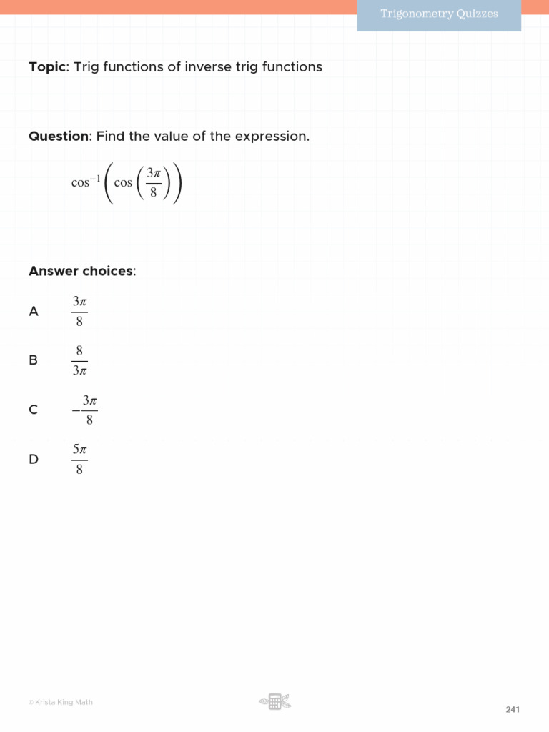 03 Trig Functions of Inverse Trig Functions | PDF | Trigonometric ...