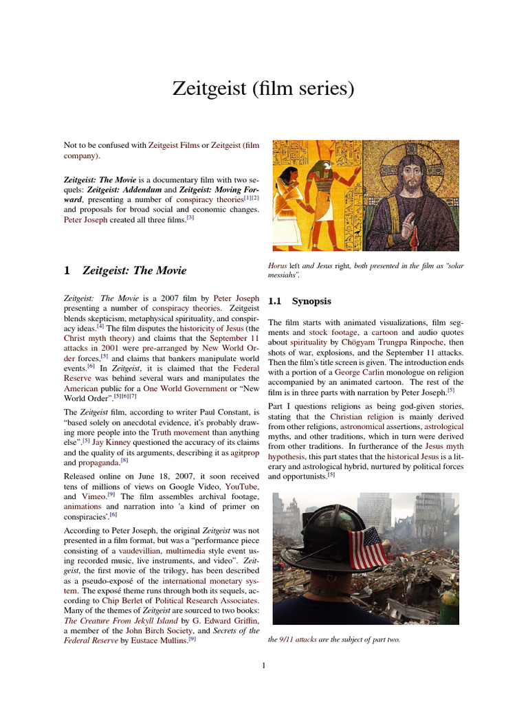 Zeitgeist (Film Series) | PDF