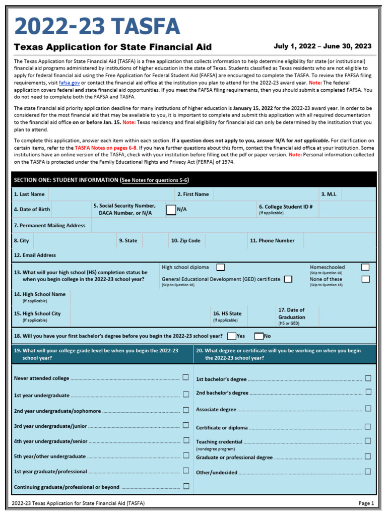 TASFA 2022 23 English - Final Accessible | PDF | Legal Guardian | Irs ...
