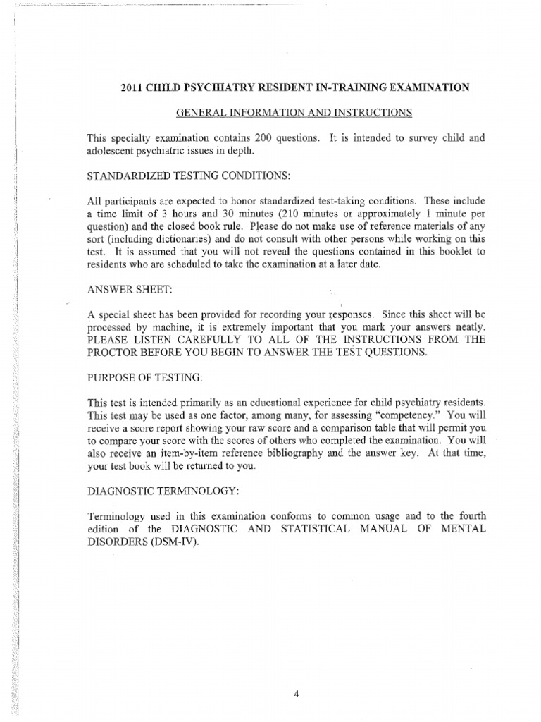 2011 Child PRITE Exam and Answer Key | PDF