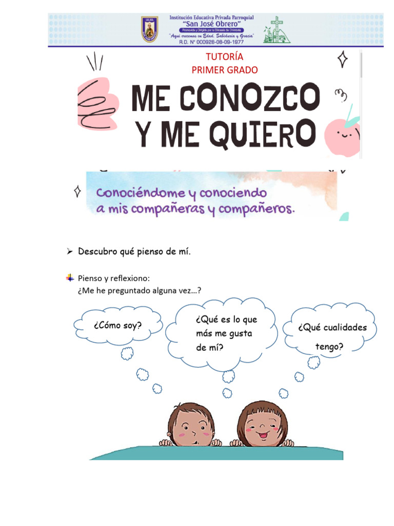 Tutoría Semana #29 Me Conozco y Me Quiero Como Soy | PDF | Relaciones ...