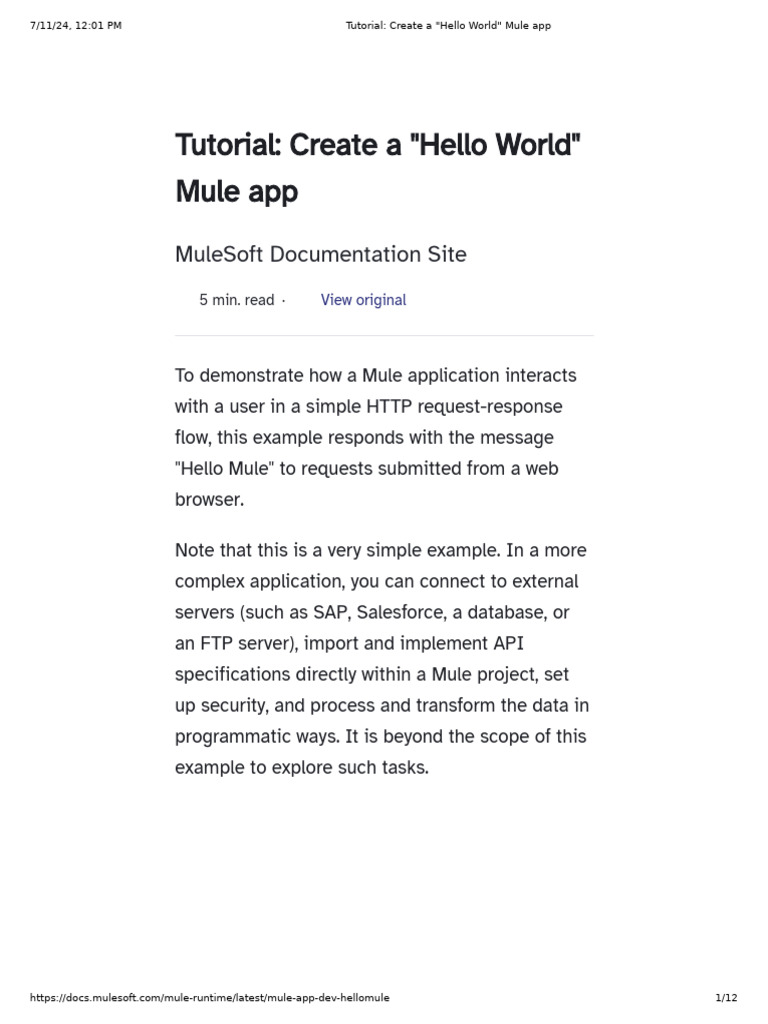 Tutorial - Create A - Hello World - Mule App | PDF | World Wide Web | Internet & Web