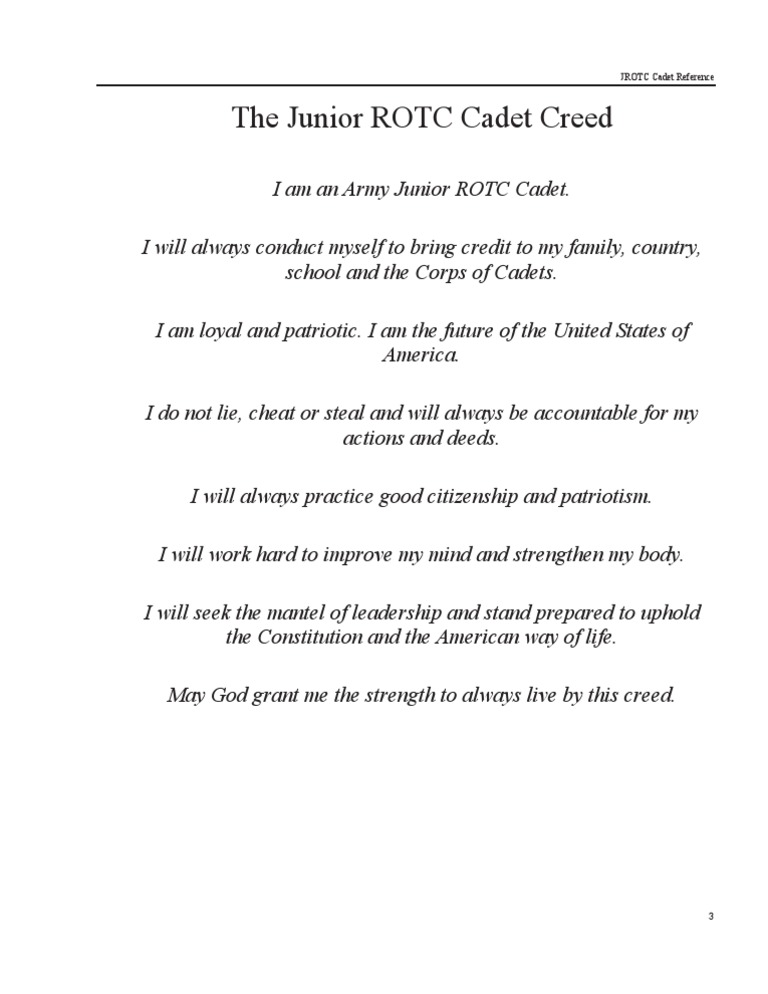 Army JROTC Cadet Creed | PDF