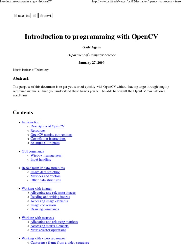 Introduction To Programming With Opencv Pdf Eigenvalues And Eigenvectors Pointer Computer