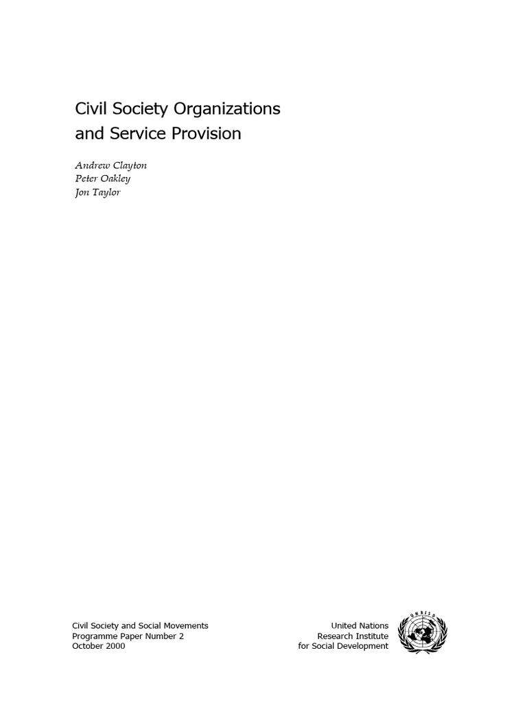 Civil Society Organizations and Service Provision | PDF | Non ...