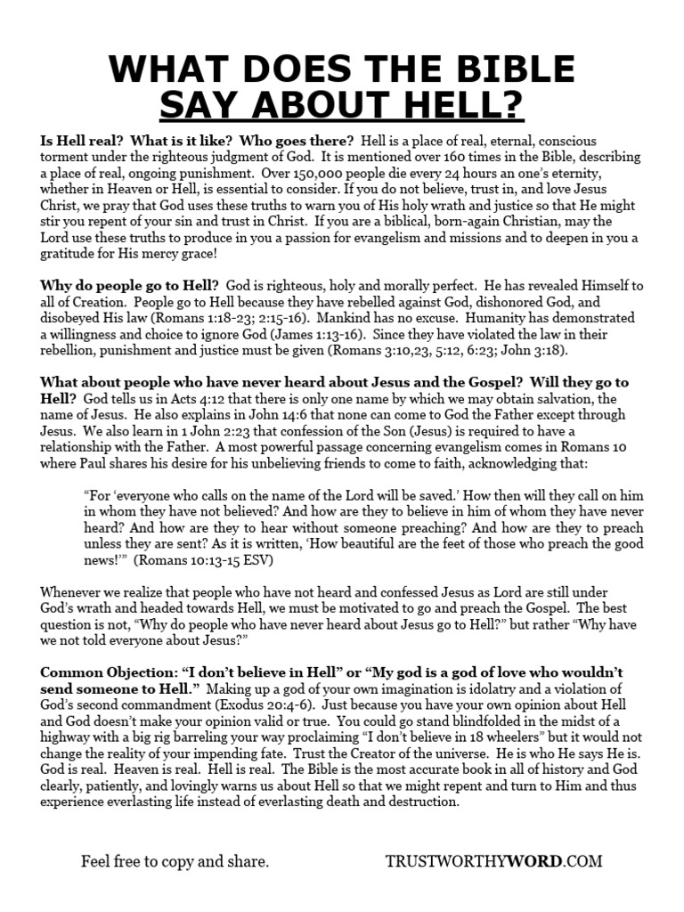 What Does The Bible Say About Hell | PDF | Jesus | Hell