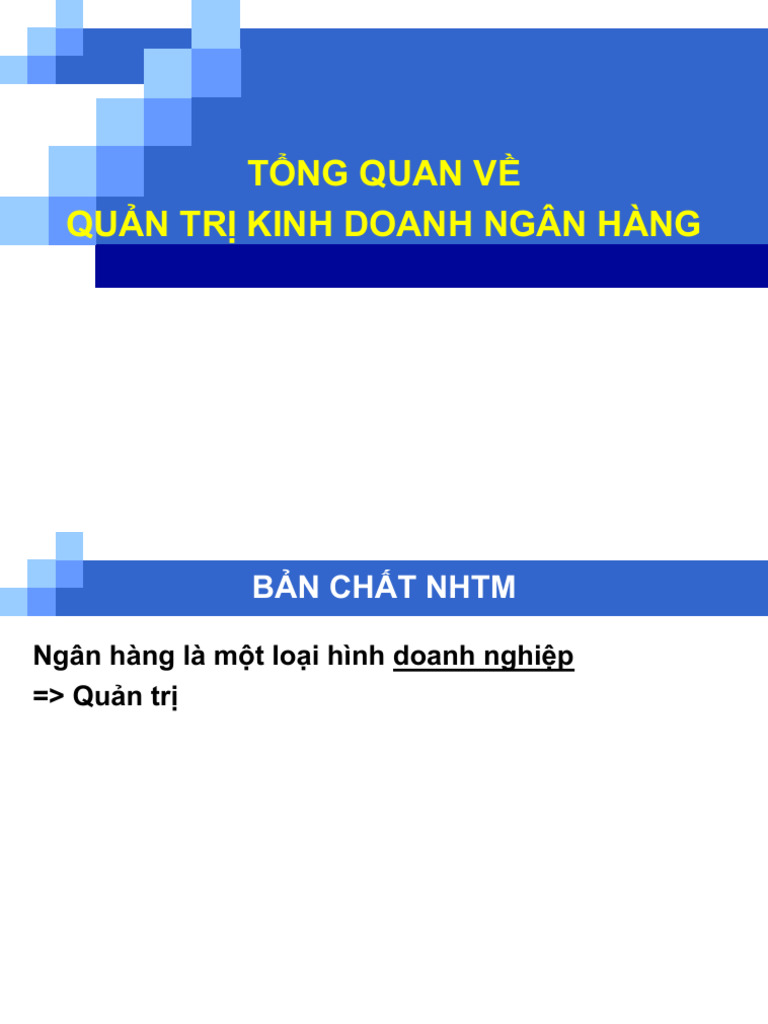 Quan Tri Ngan Hang Thuong Mai Chuong 1 Tong Quan Ve Quan Tri Kinh Doanh Ngan Hang Ngo Thanh ...