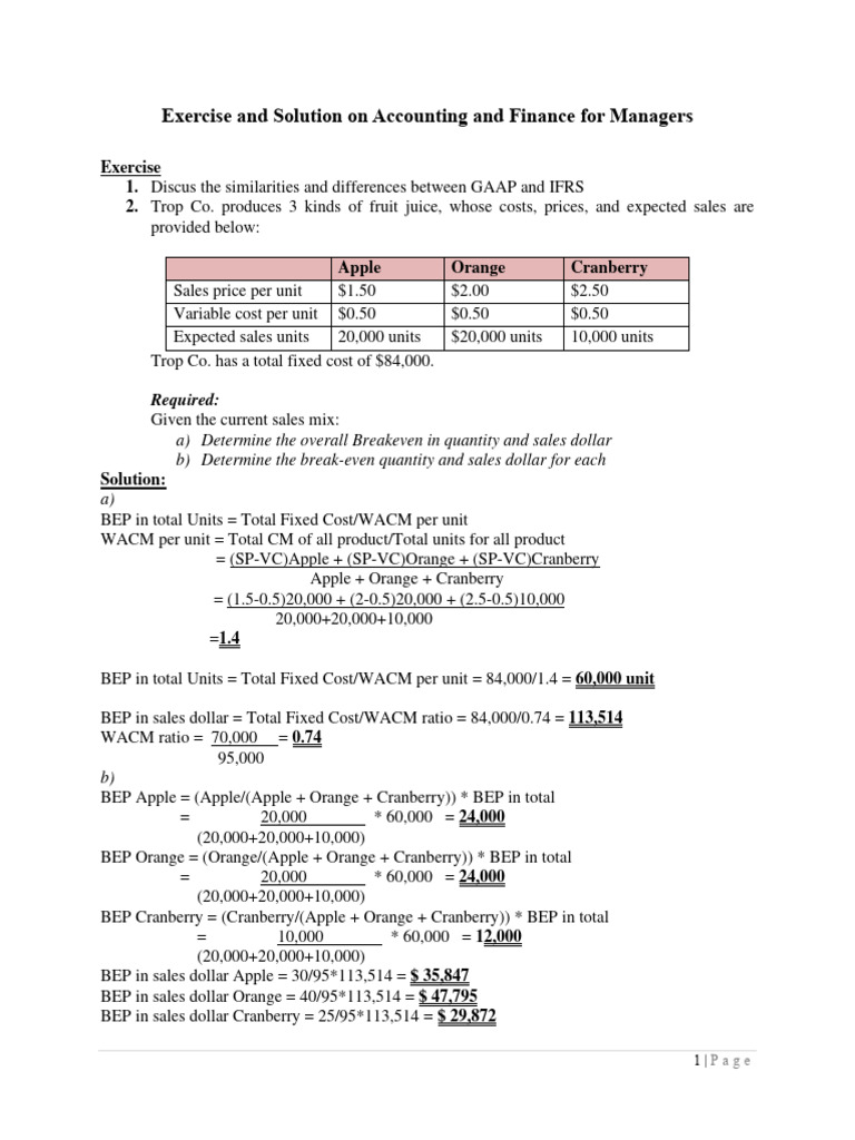Exercise and Solution - Accounting and Finance | PDF | Expense | Business