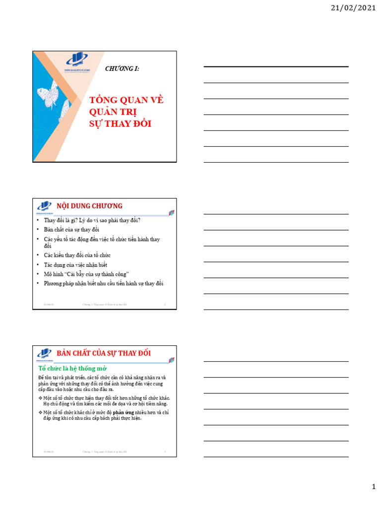 Quan Tri Su Thay Doi Chuong 1 Tong Quan Ve Quan Tri Su Thay Doi Nguyen Duc Trung | PDF