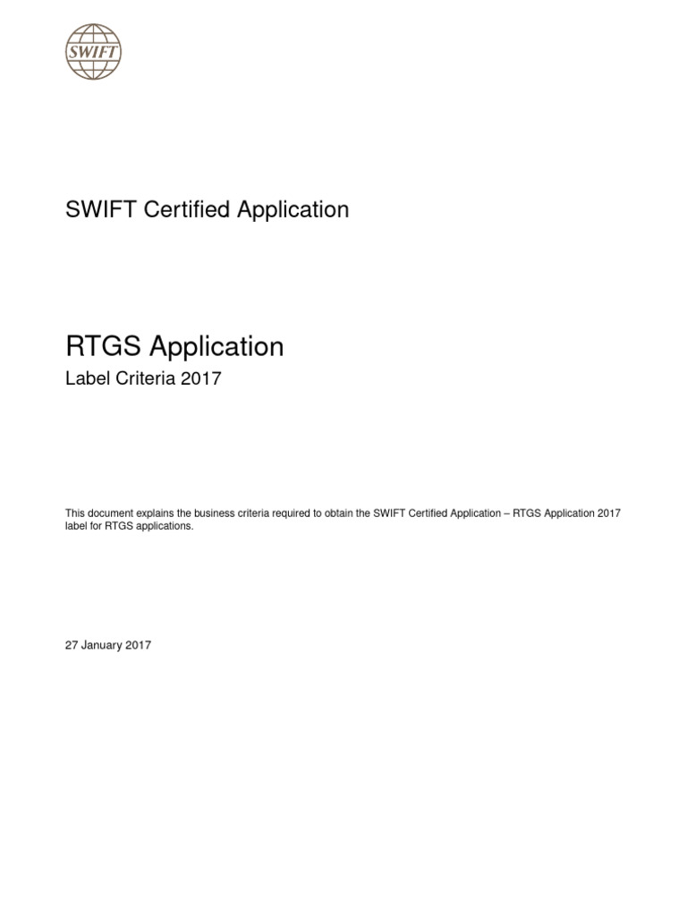 SWIFT RTGS Application Certification Guide | PDF | Clearing (Finance) | Application Software