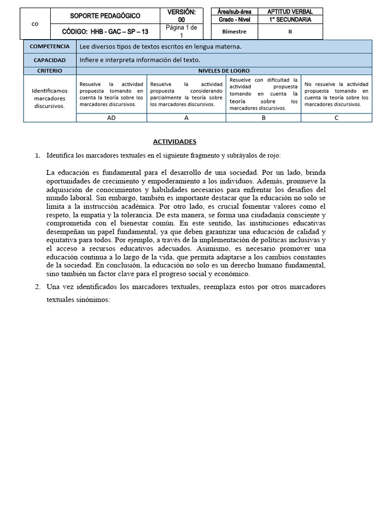 ST - CT 6 - Aptitud Verbal - 1ro | PDF